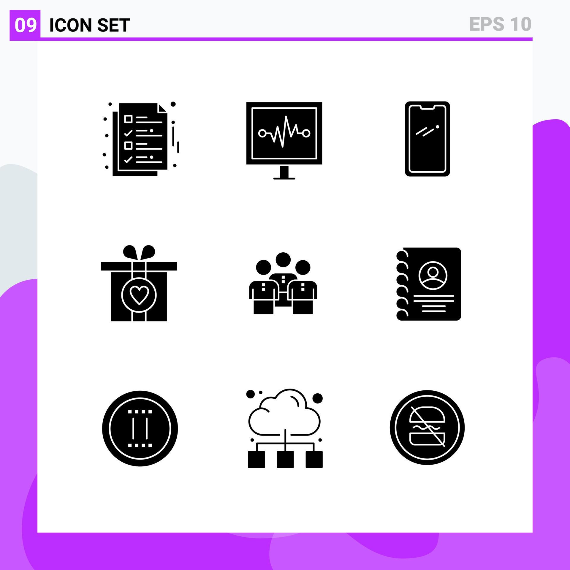 Set Of 9 Modern Ui Icons Symbols Signs For Friends Love Pulse Line T Huawei Editable Vector
