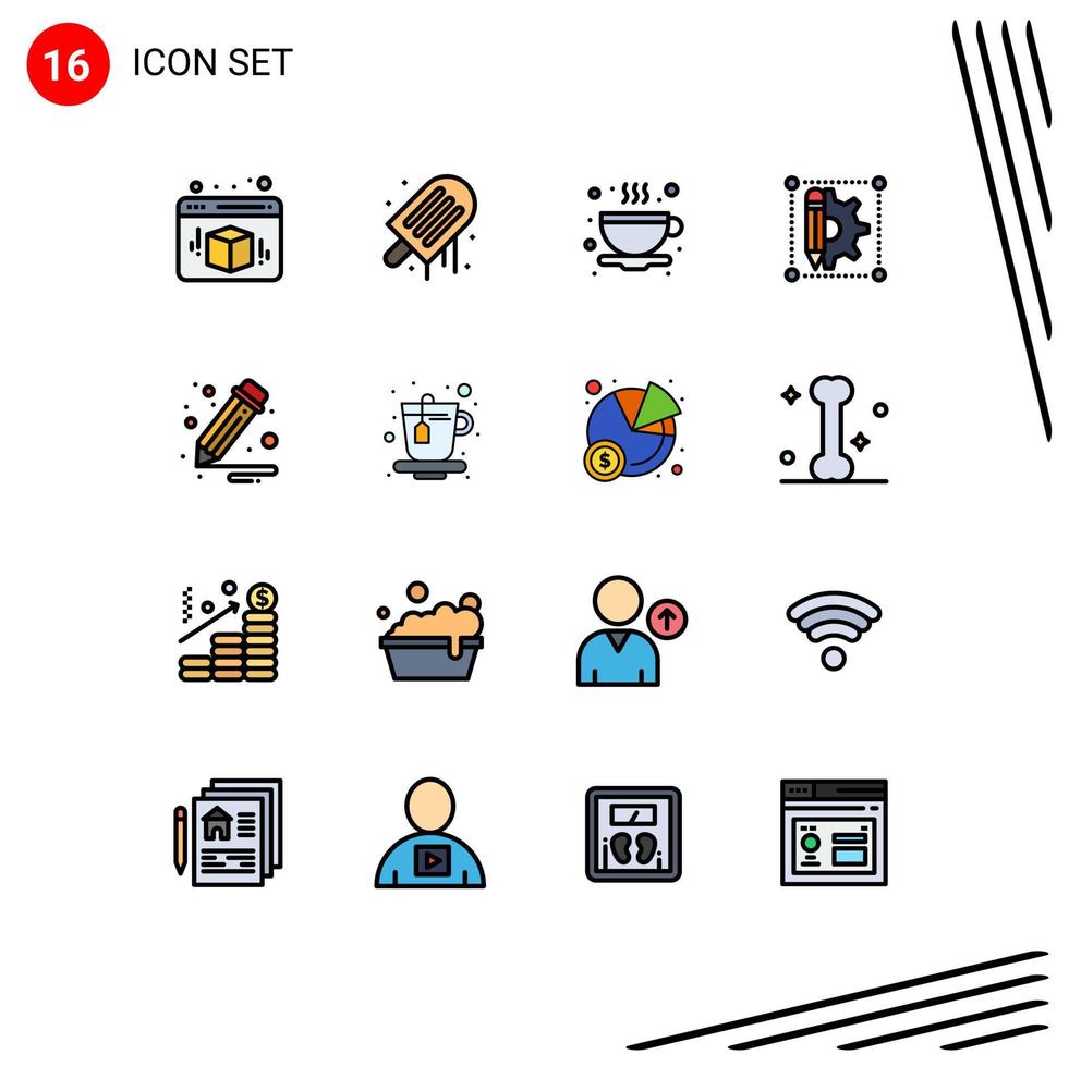 16 Universal Flat Color Filled Line Signs Symbols Of Cup Office Cup Business Gear Editable