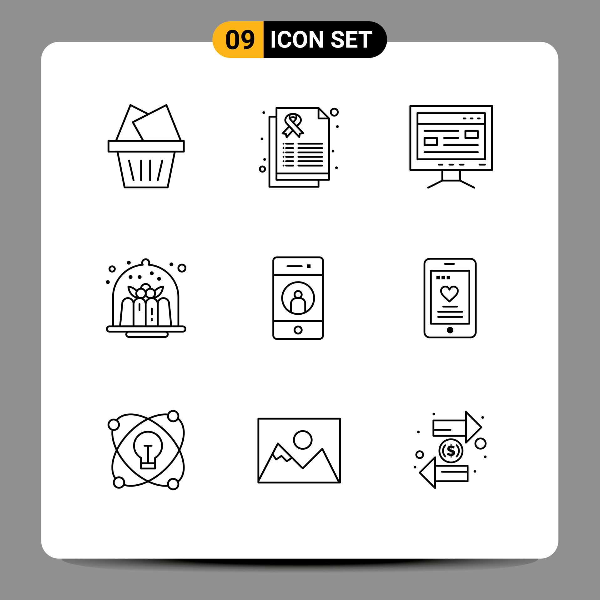 Pack Of 9 Creative Outlines Of Friend Food Online Dessert Cafe Editable Vector Design Elements