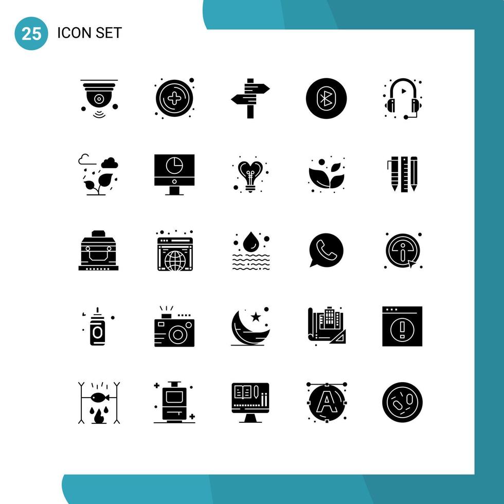 Group of 25 Solid Glyphs Signs and Symbols for customer system ...