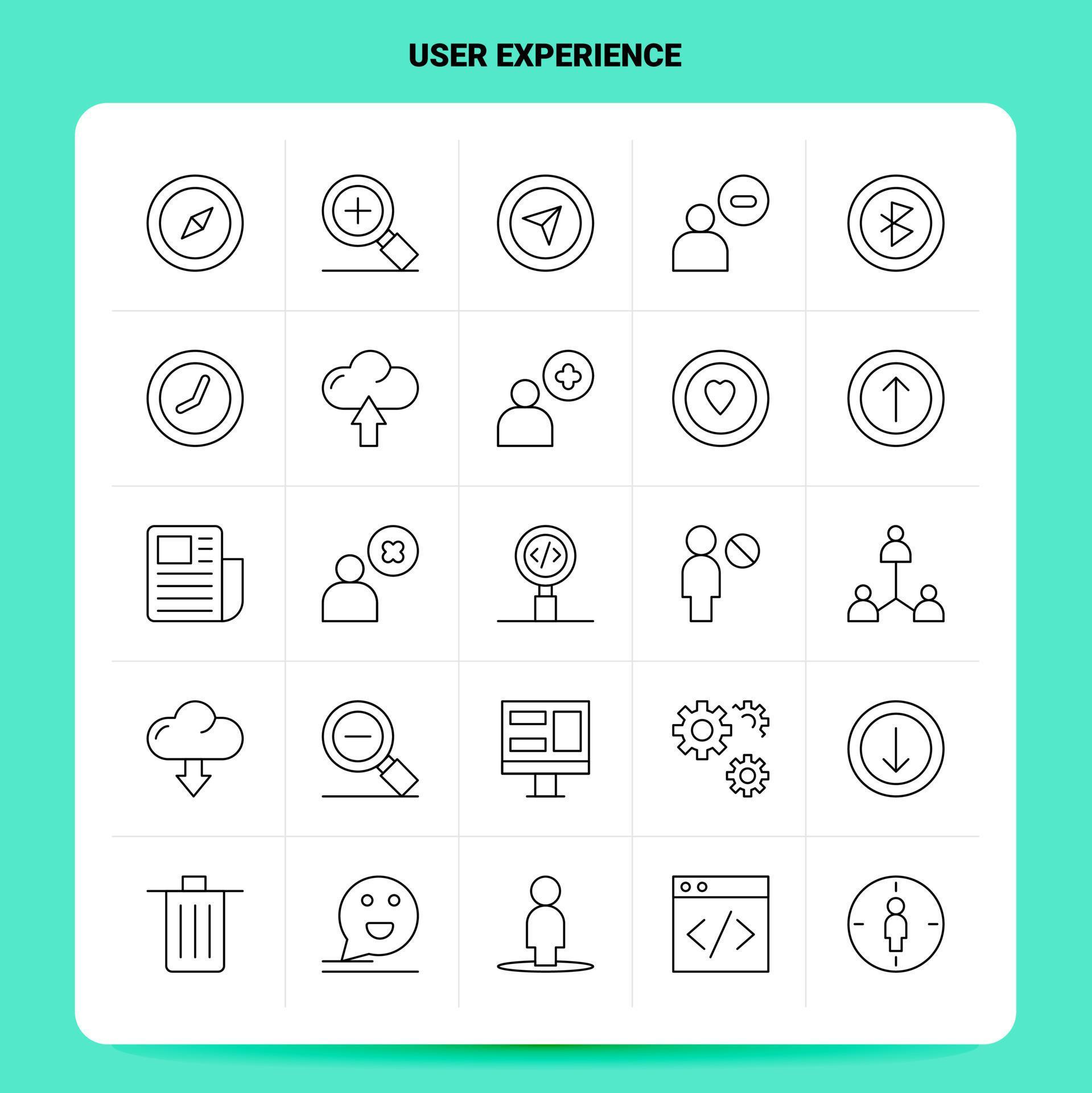 OutLine 25 User Experience Icon set Vector Line Style Design Black ...