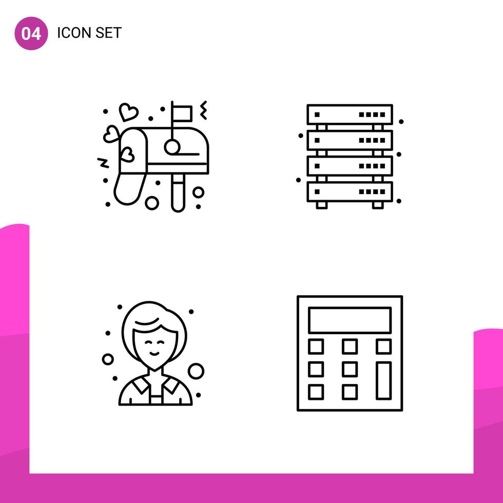 Outline Icon set. Pack of 4 Line Icons isolated on White Background for ...