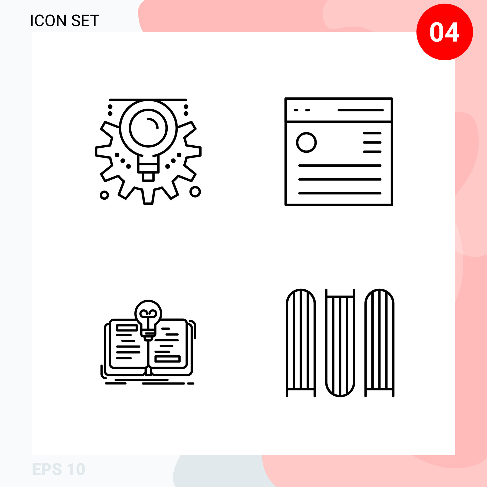 Vector Pack Of 4 Icons In Line Style Creative Outline Pack Isolated On White Background For Web