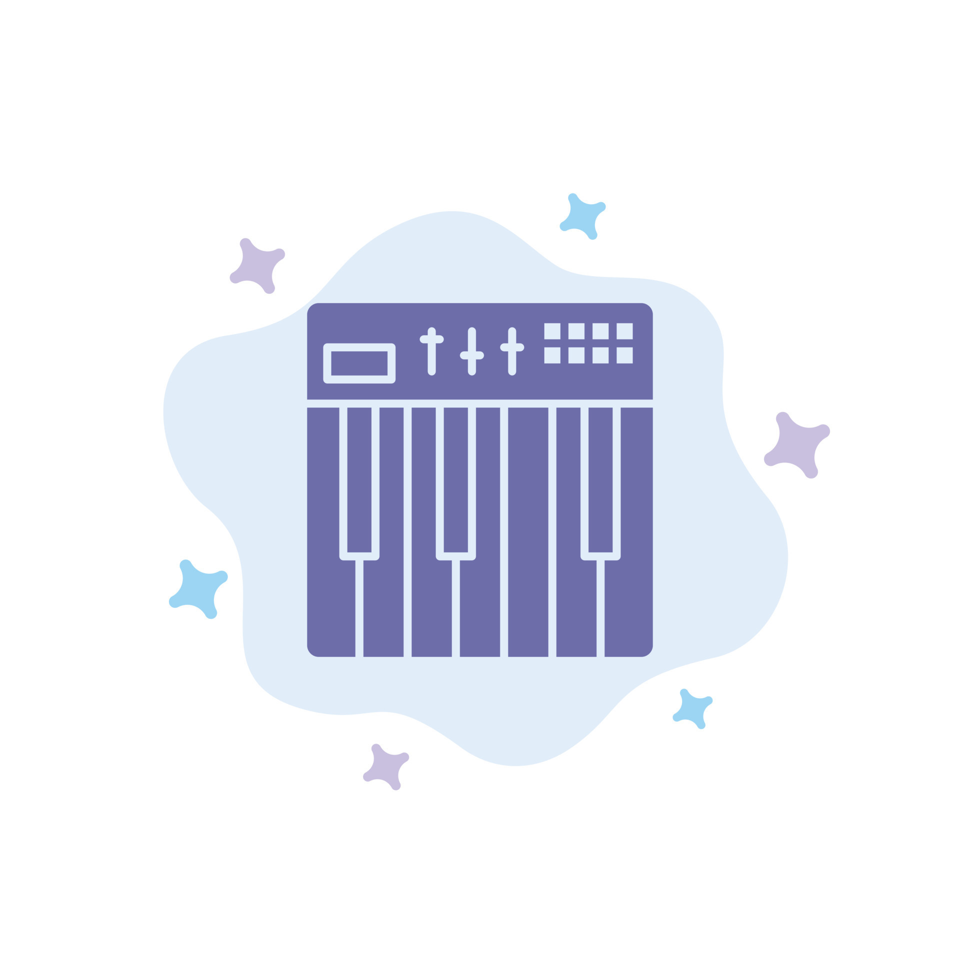 Controller Hardware Keyboard Midi Music Blue Icon On Abstract Cloud