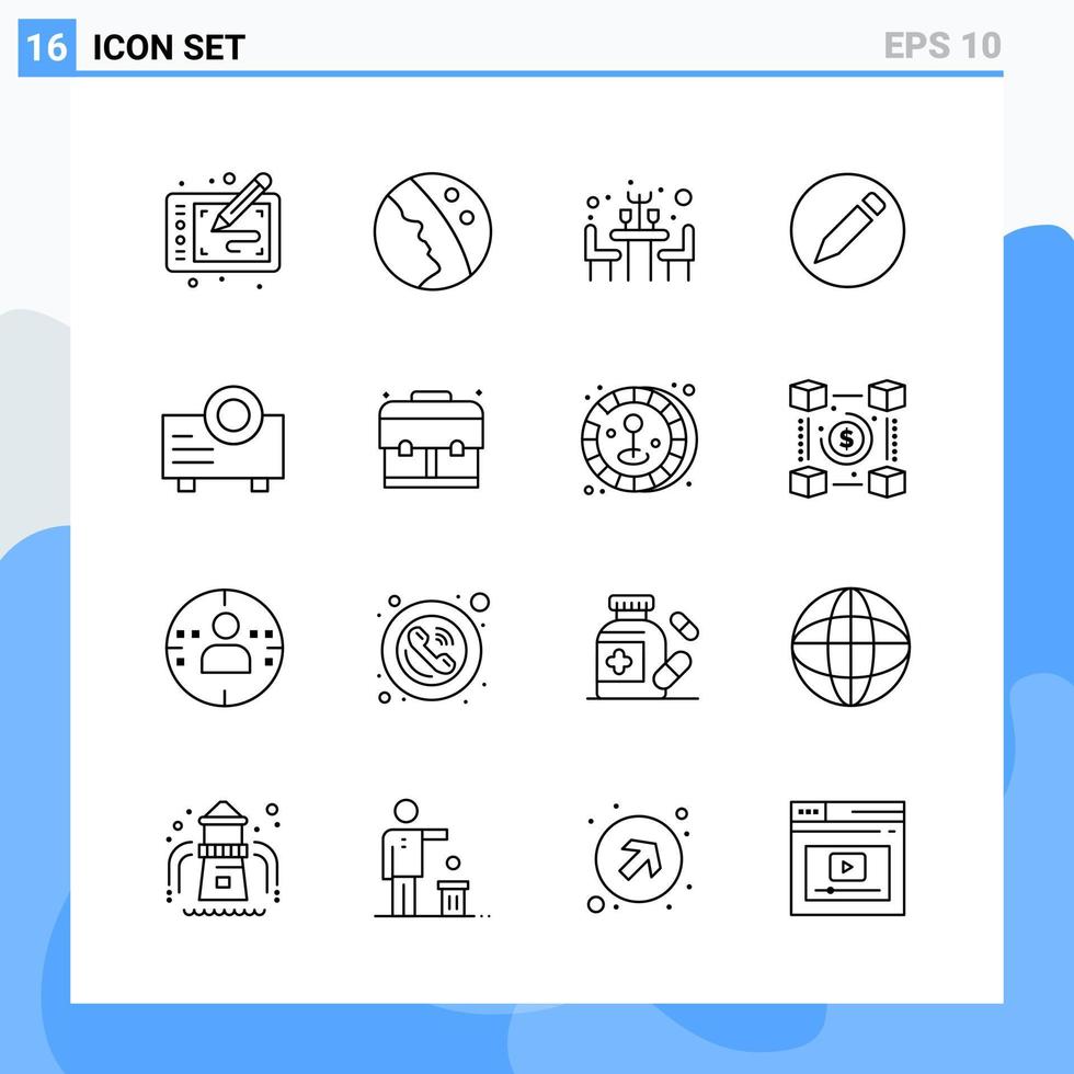 Modern 16 Line style icons. Outline Symbols for general use. Creative ...
