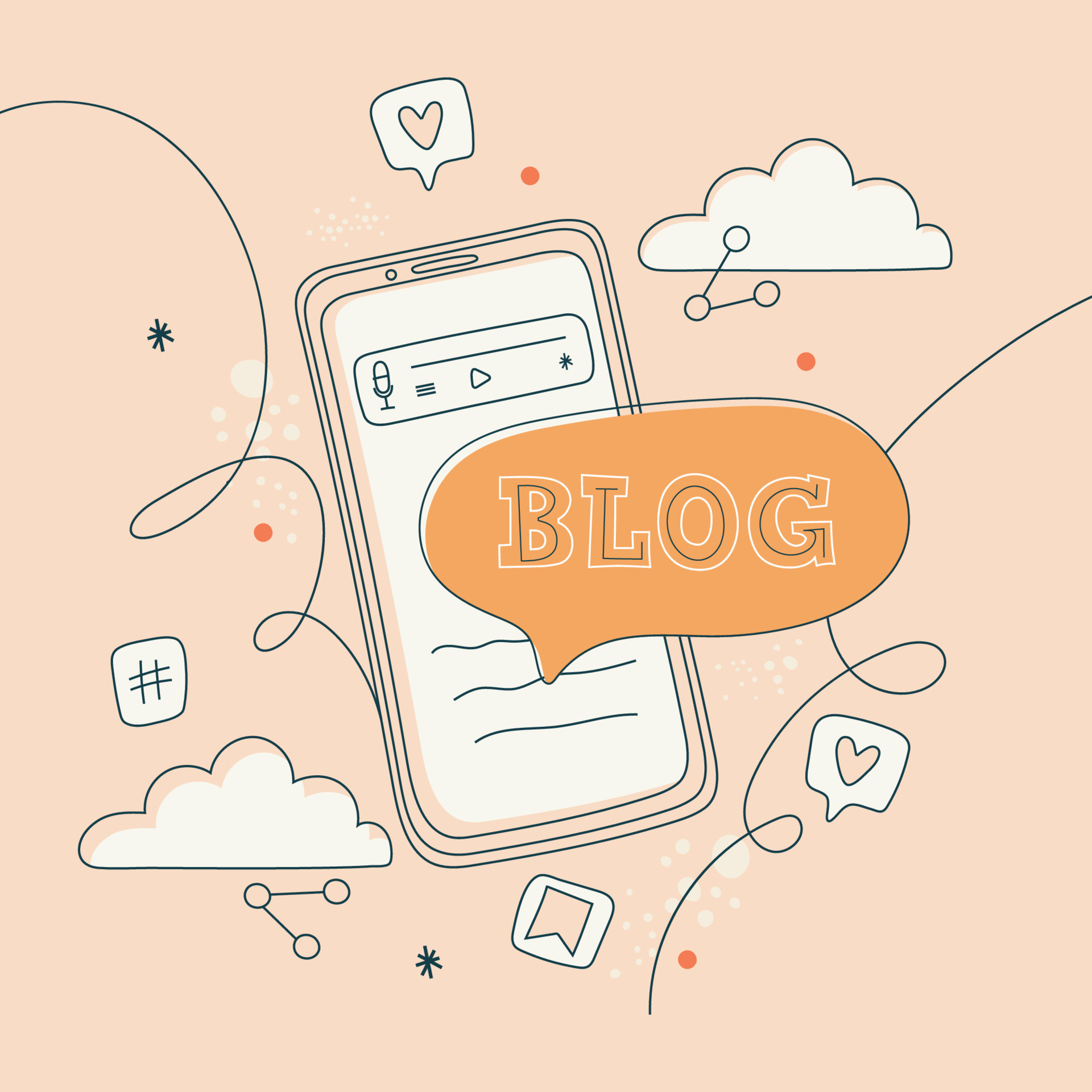 New blog. Creative design elements set for post in social network. Nice colors combined with ...