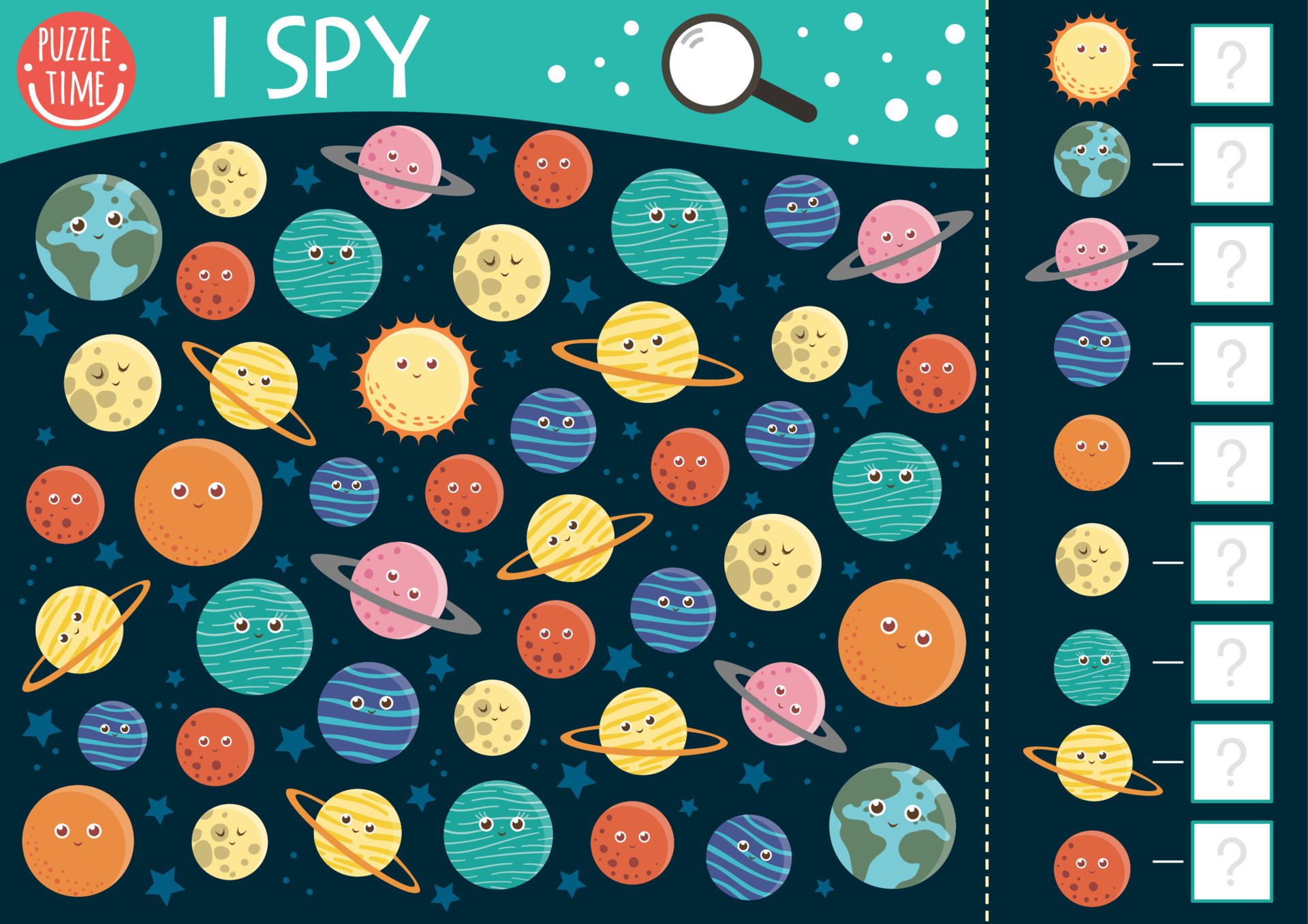 Space I spy game for kids. Searching and counting Astronomy activity ...