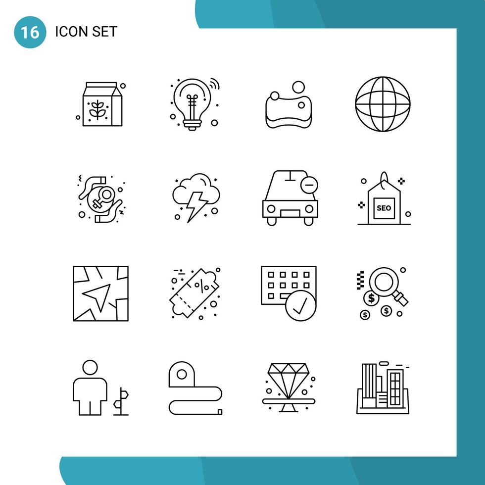 Vector Pack Of 16 Outline Symbols Line Style Icon Set On White Background For Web And Mobile