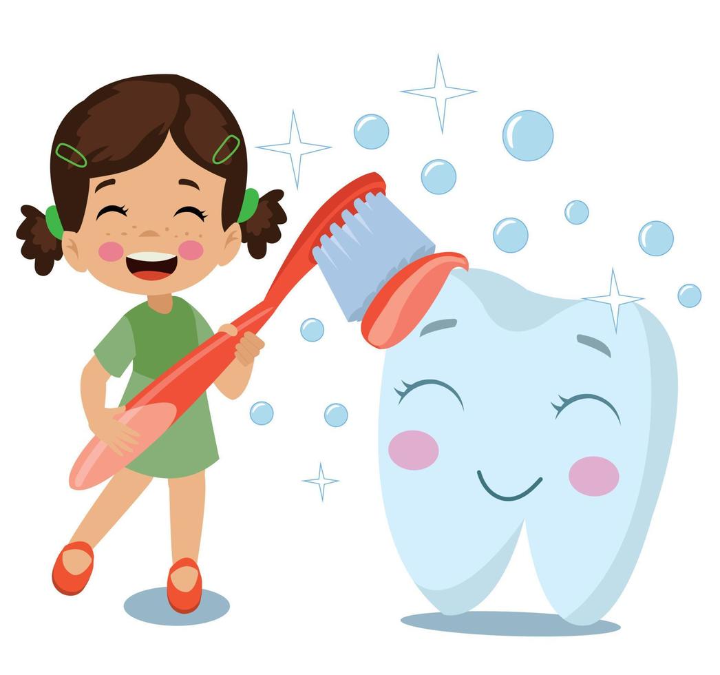 Girl Brush Teeth Clipart