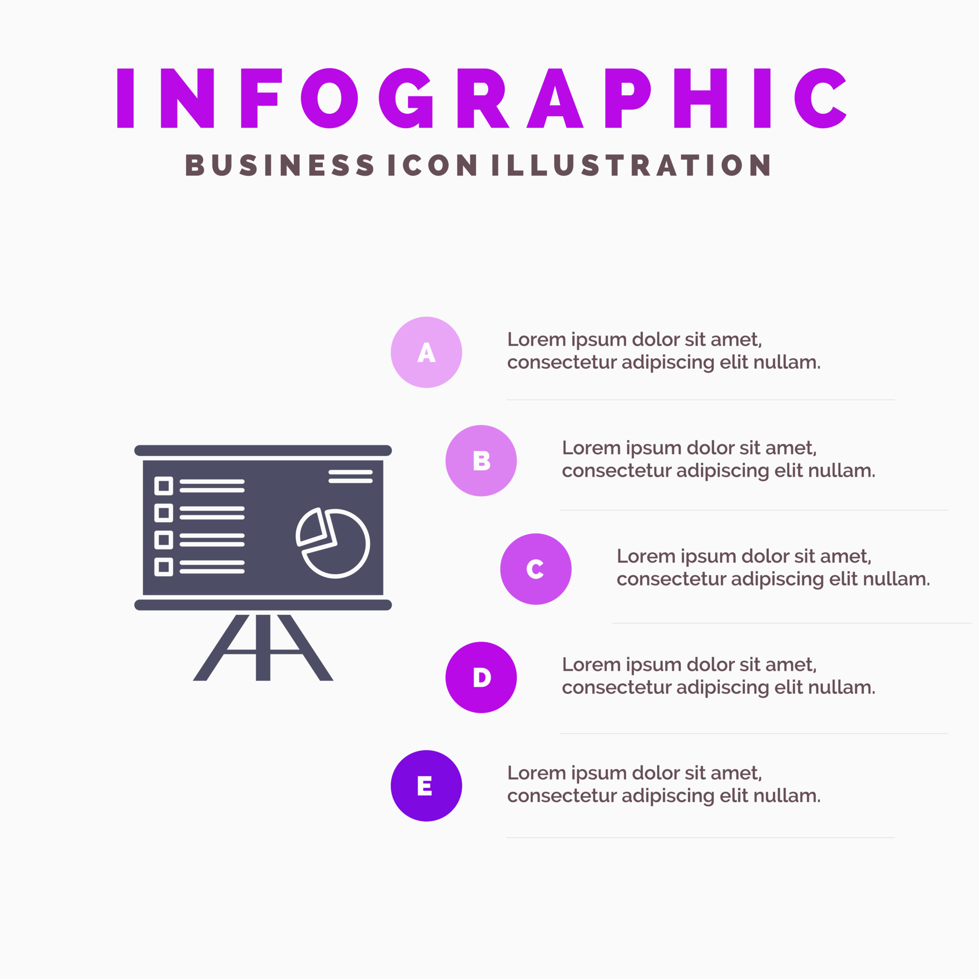 Presentation Analytics Business Chart Graph Marketing Report Solid Icon Infographics 5 Steps