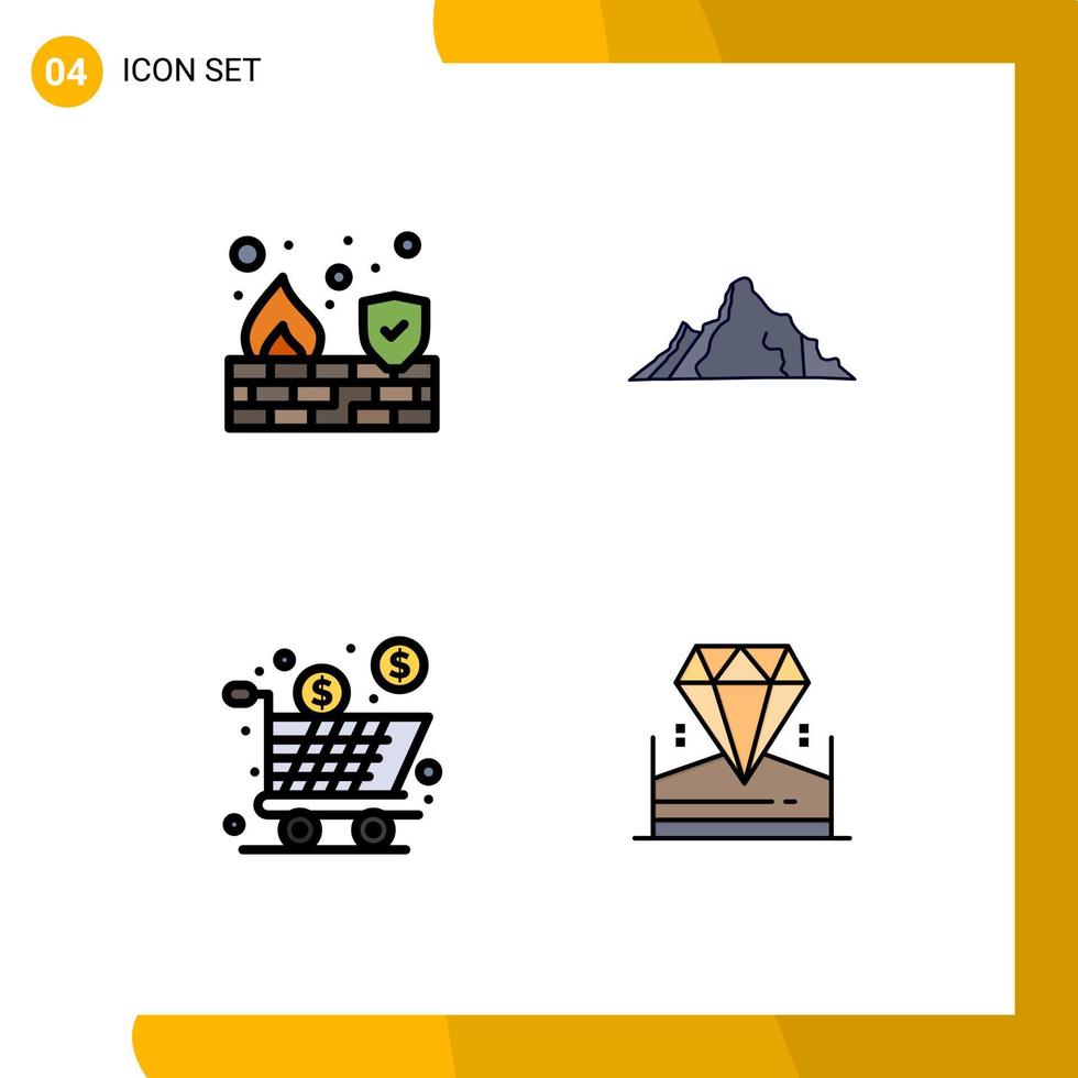 Pictogram Set of 4 Simple Filledline Flat Colors of fire box wall ... Pictogram Set of 4 Simple Filledline Flat Colors of fire box wall ...