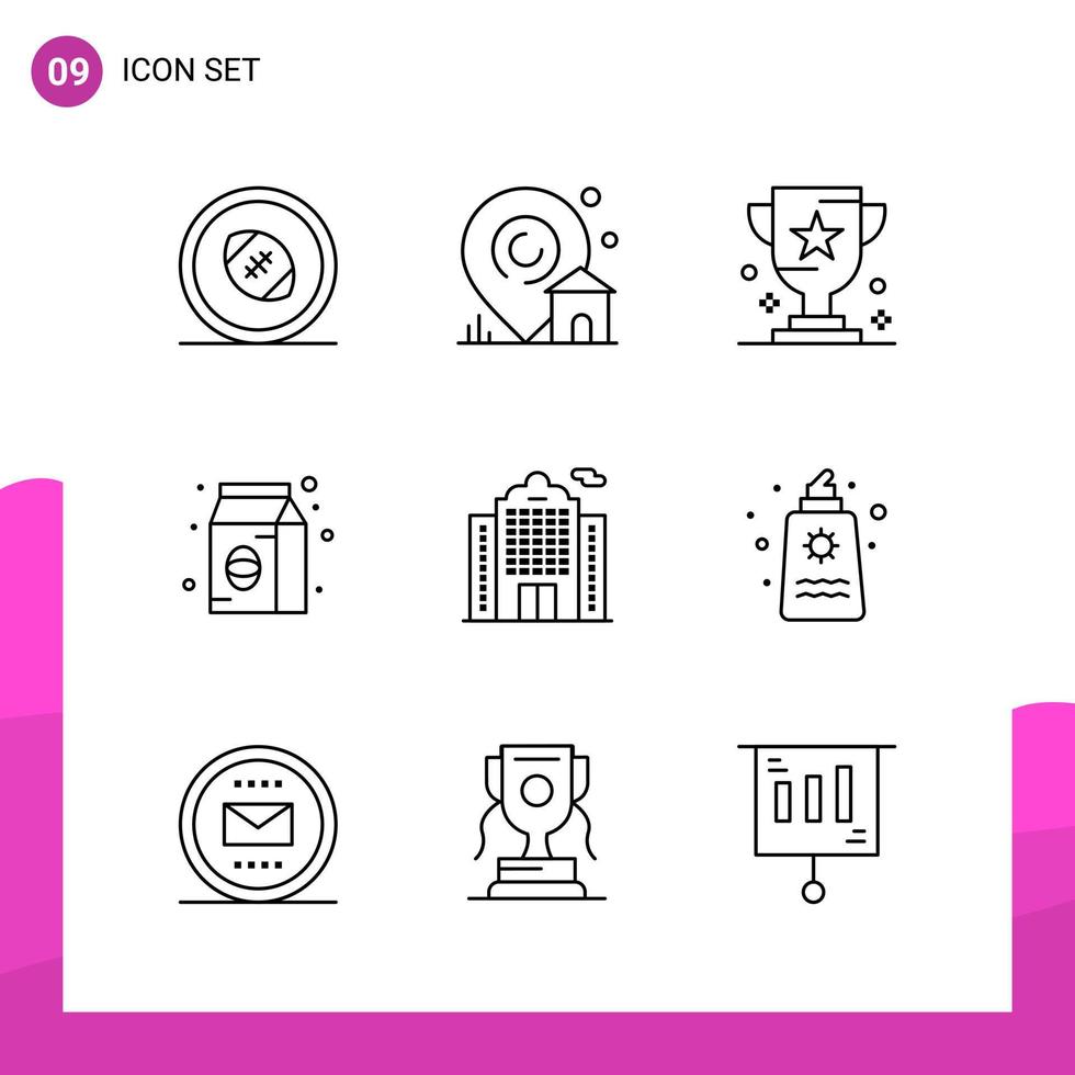 Outline Icon set. Pack of 9 Line Icons isolated on White Background for responsive Website ...