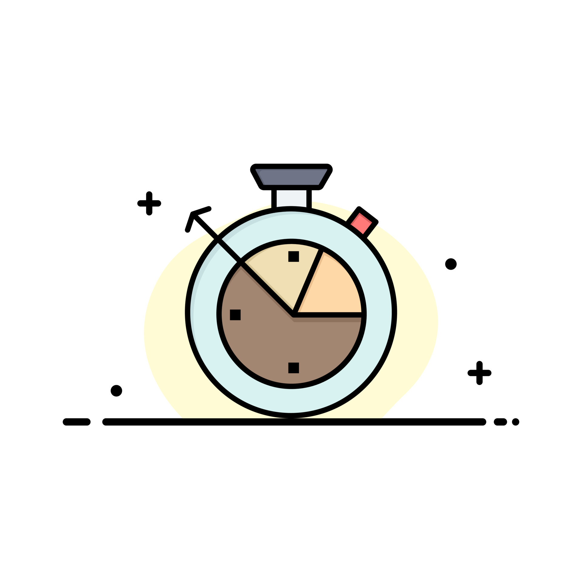 Measure Time Clock Data Science Business Flat Line Filled Icon Vector