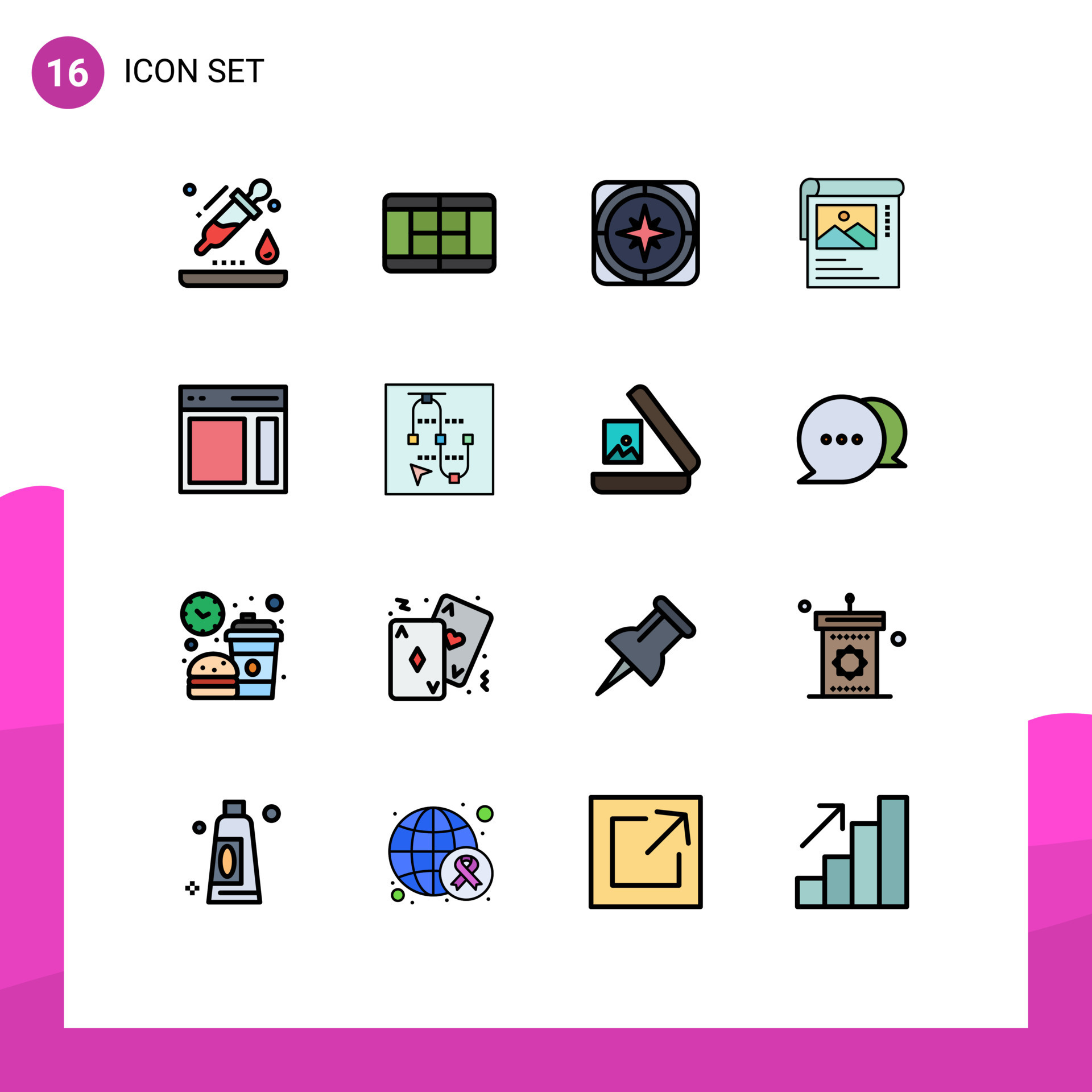 Set Of 16 Modern Ui Icons Symbols Signs For Right Communication
