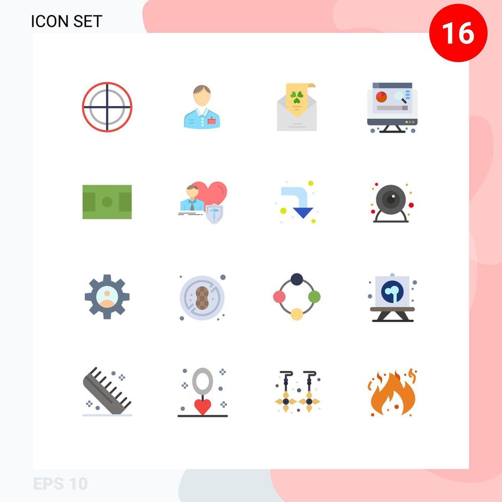 User Interface Pack Of 16 Basic Flat Colors Of Field Digital Service Computer Greeting Editable