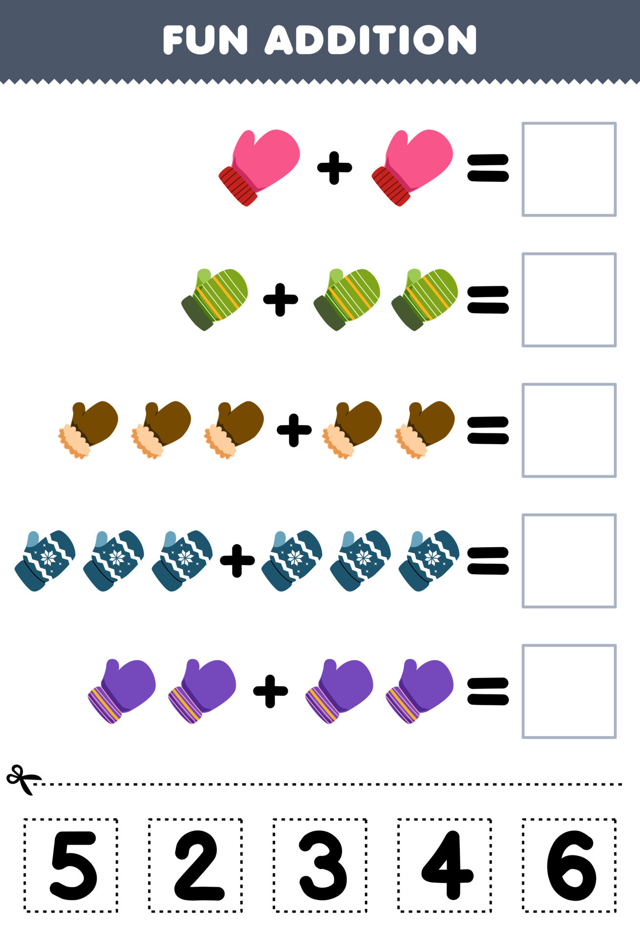 Education game for children fun addition by cut and match correct ...
