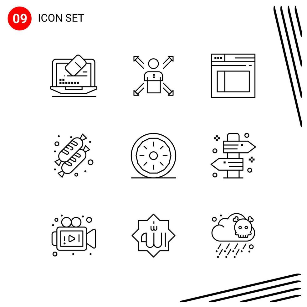 Collection of 9 Vector Icons in Line style. Pixle Perfect Outline ...