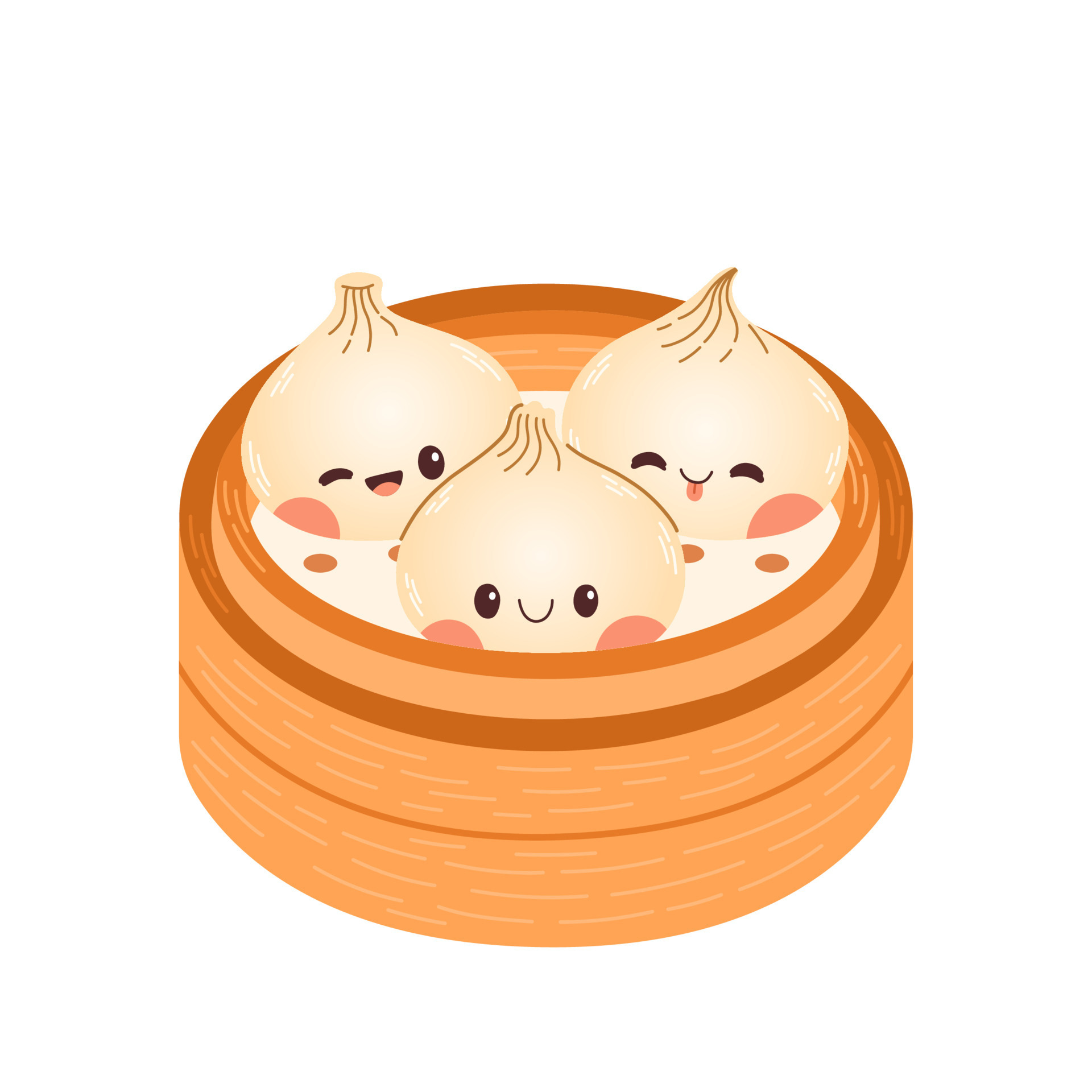Cute Cartoon Dumplings Vector Drawing Traditional Japanese Dumplings With Funny Smiling Faces