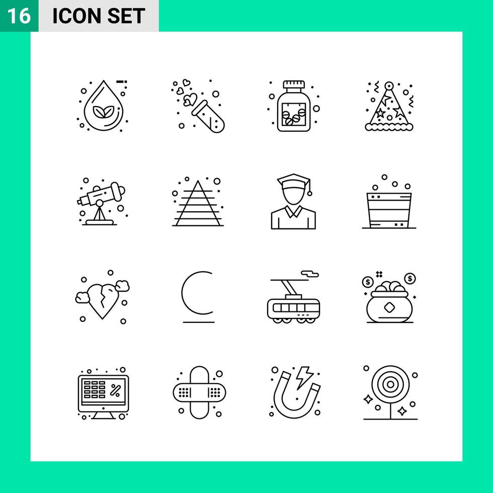 Pack Of 16 Line Style Icon Set Outline Symbols For Print Creative