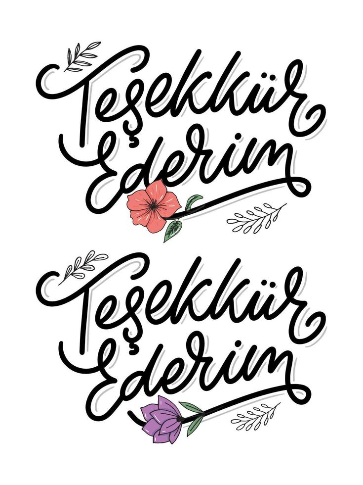 Text In The Turkish Thank You Lettering Ink Illustration Modern