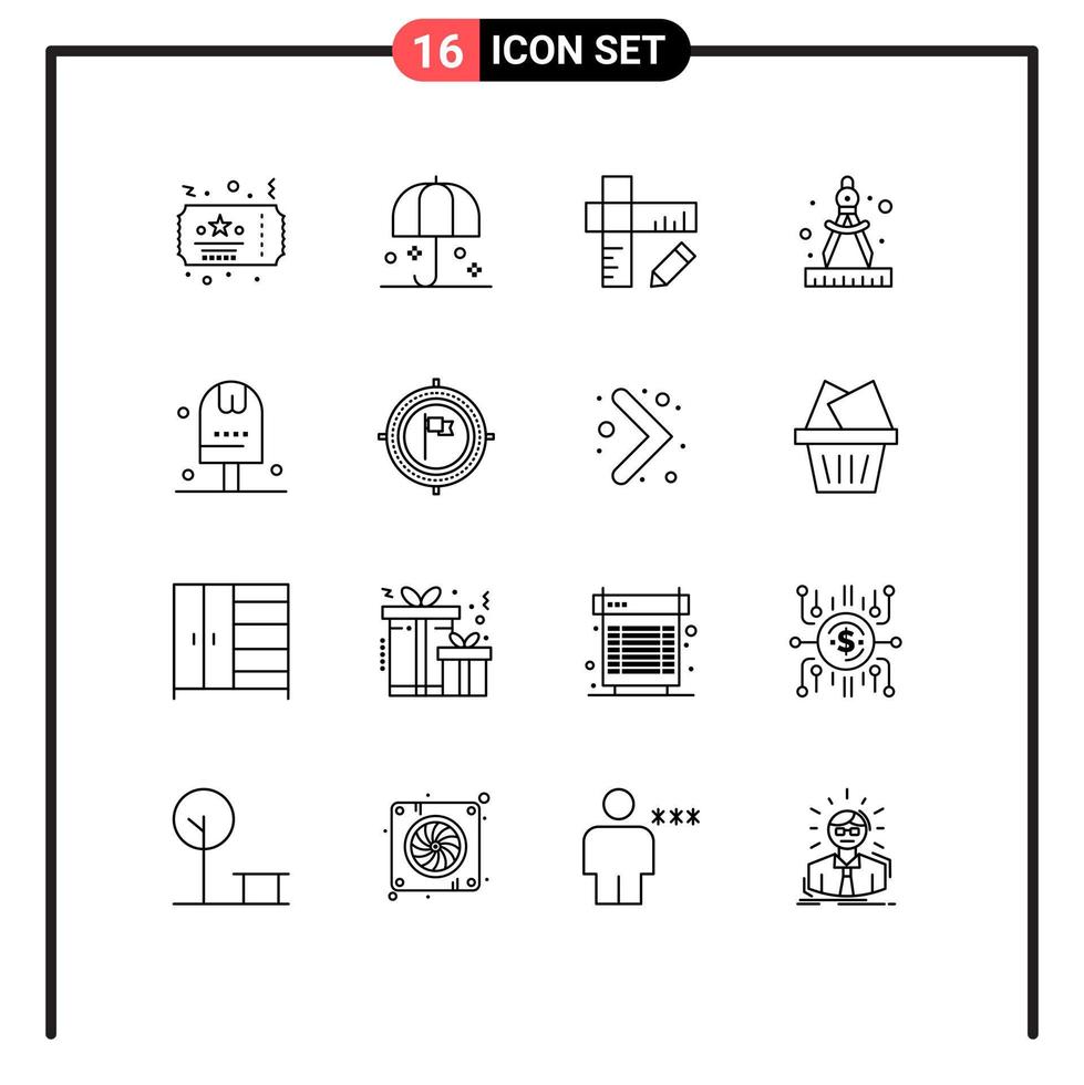 Stock Vector Icon Pack of 16 Line Signs and Symbols for food and ...