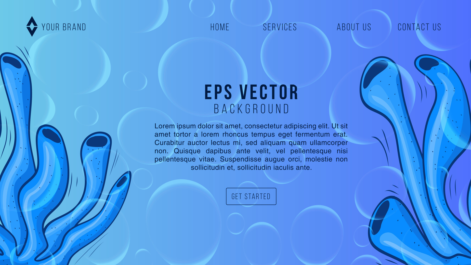 Coral Sea Under Water Web Design Abstract Background Lemonade EPS 10 Vector For Website, Landing ...