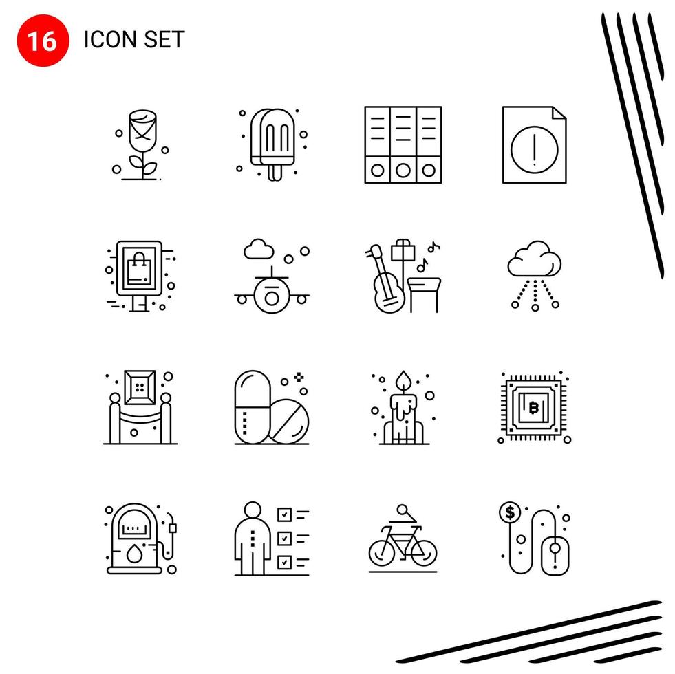 Collection of 16 Vector Icons in Line style. Pixle Perfect Outline ...