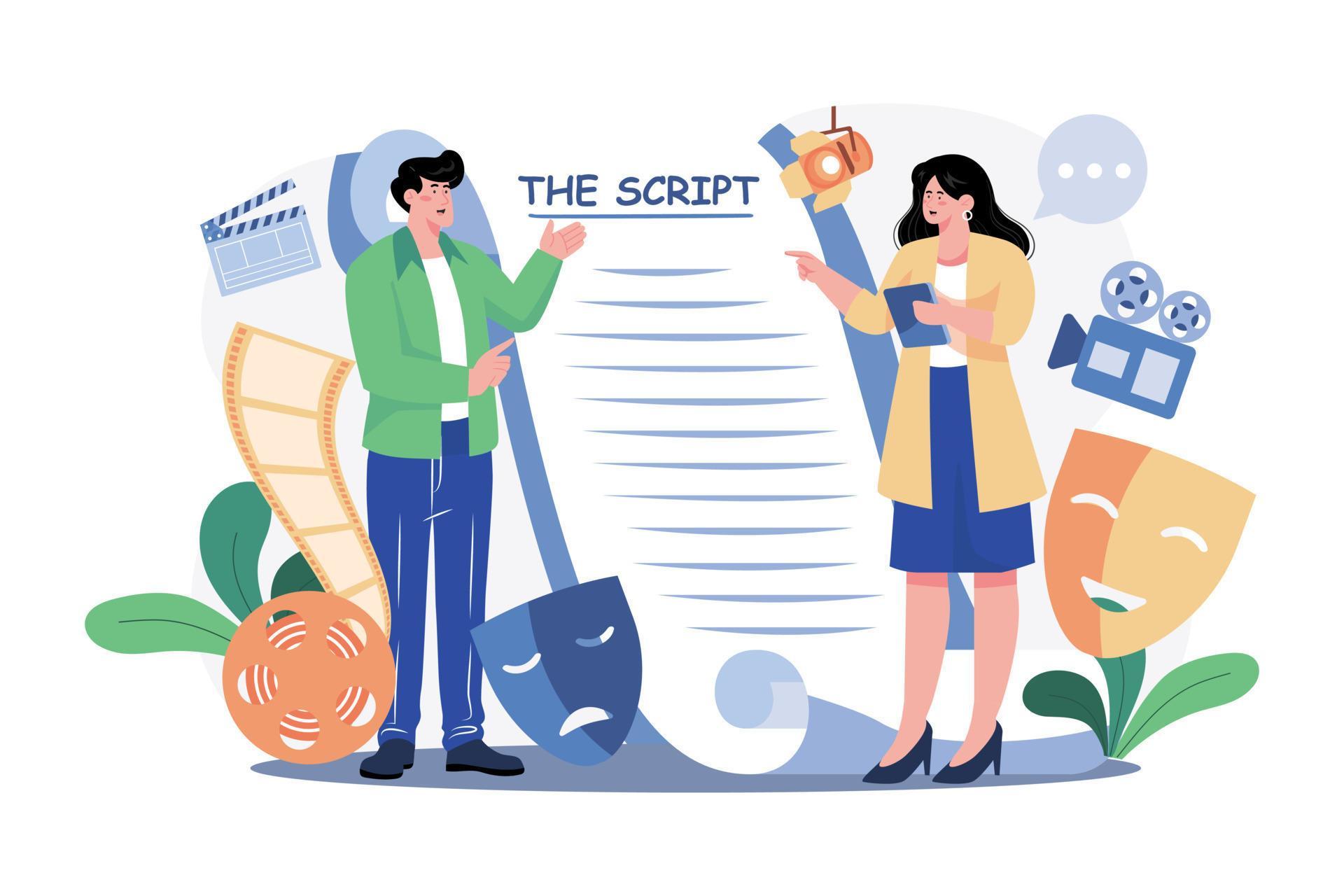 Actor Reads The Script, Movie-Making Scene 14849621 Vector Art at Vecteezy