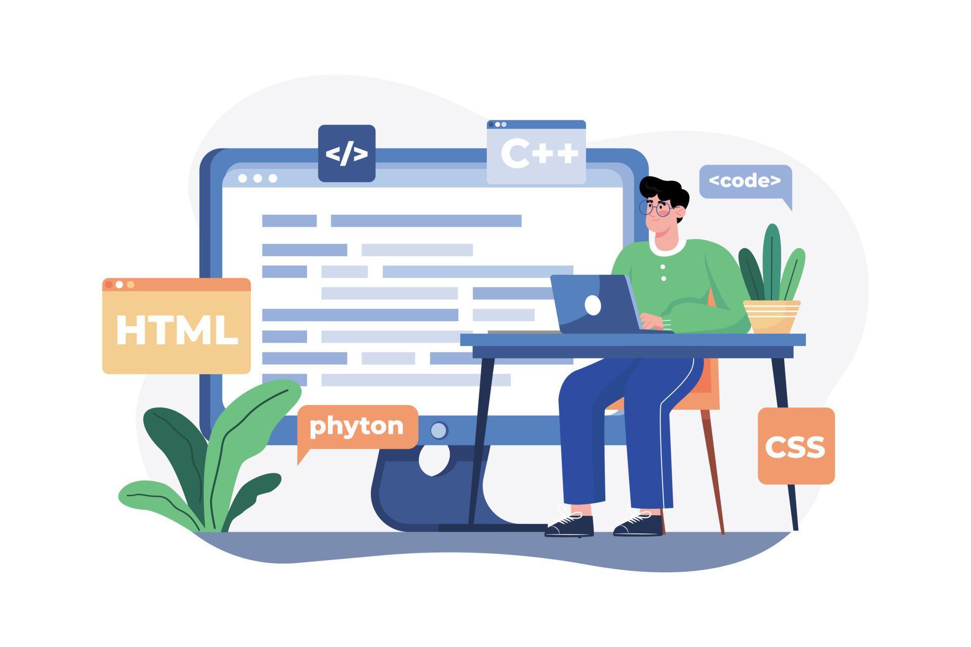 Computer Programmer Illustration concept. A flat illustration isolated ...