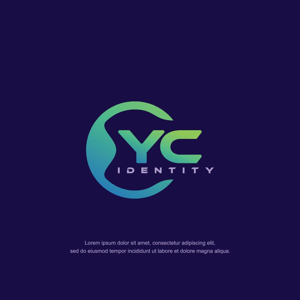 yc letra inicial línea circular logotipo plantilla vector con mezcla de ...