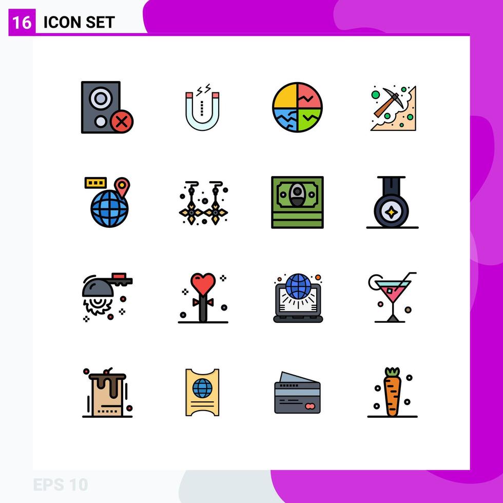 16 User Interface Flat Color Filled Line Pack of modern Signs and ...