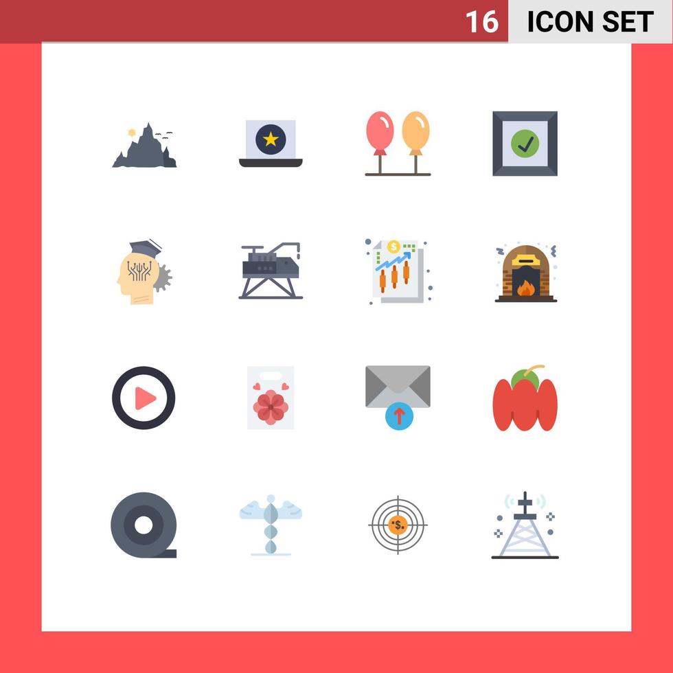 Modern Set of 16 Flat Colors Pictograph of sharing knowledge star product box Editable Pack of ...