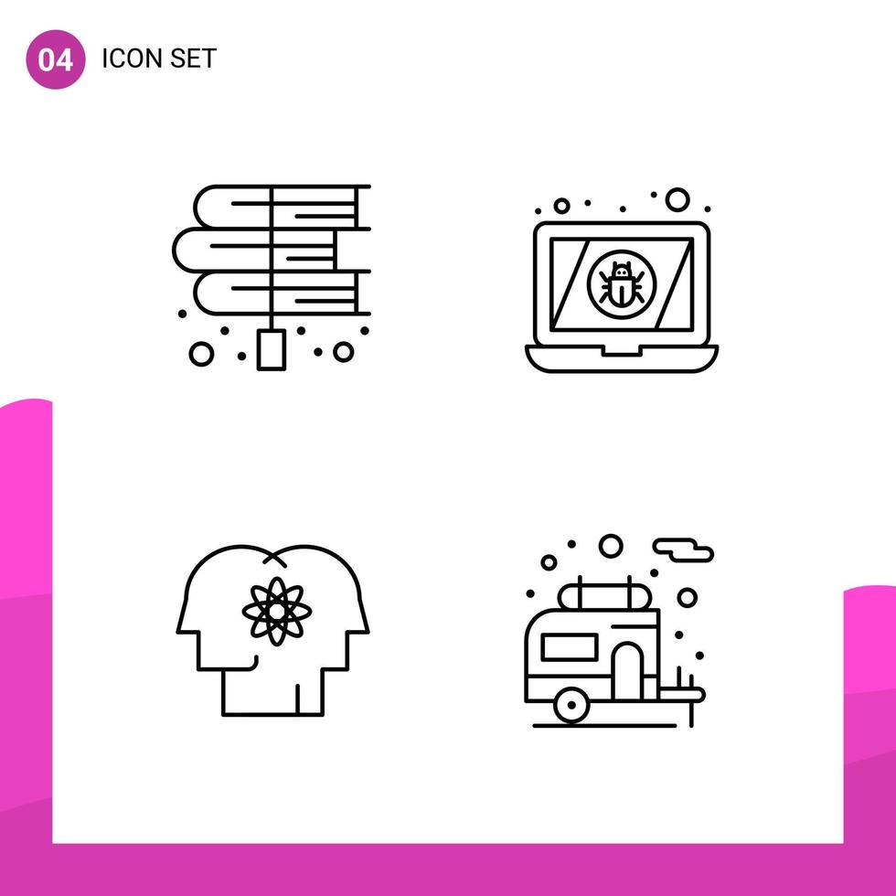 Outline Icon set. Pack of 4 Line Icons isolated on White Background for ...