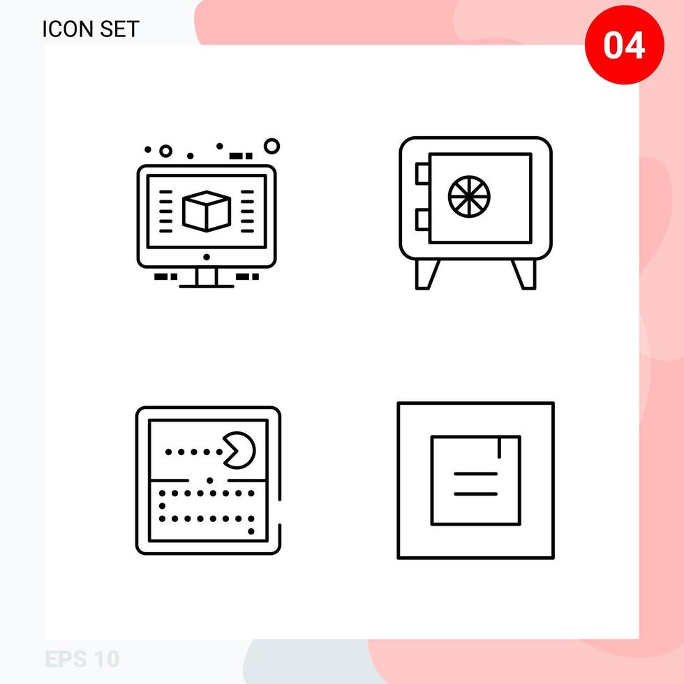 Vector Pack of 4 Icons in Line Style. Creative Outline Pack isolated on ...