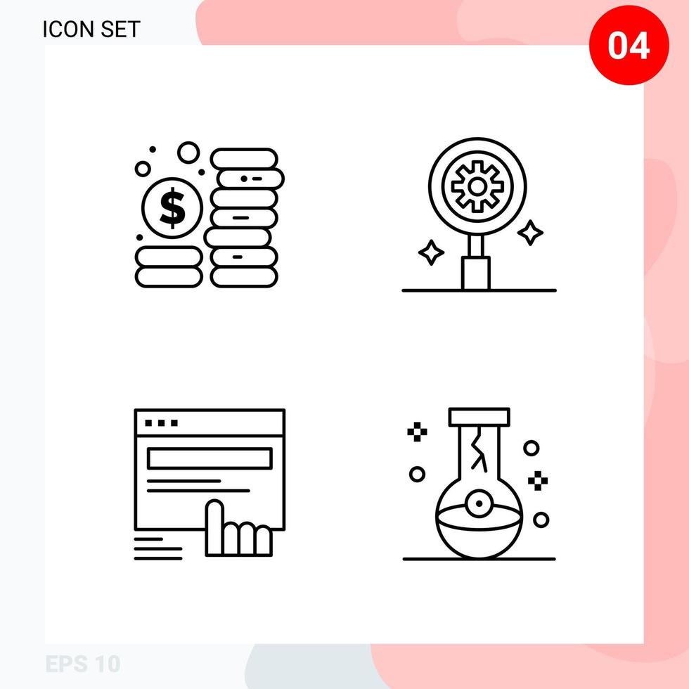 Vector Pack of 4 Icons in Line Style Creative Outline Pack isolated on ...