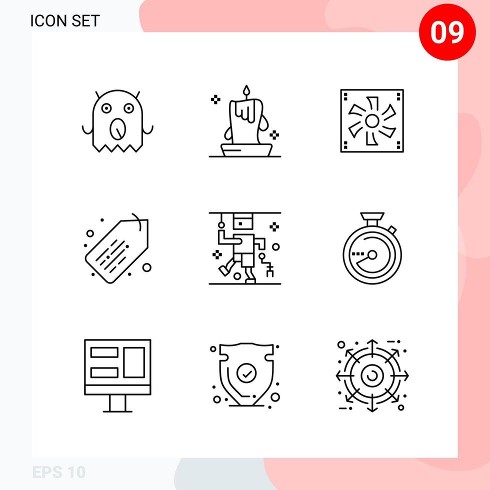 Vector Pack of 9 Icons in Line Style. Creative Outline Pack isolated on ...
