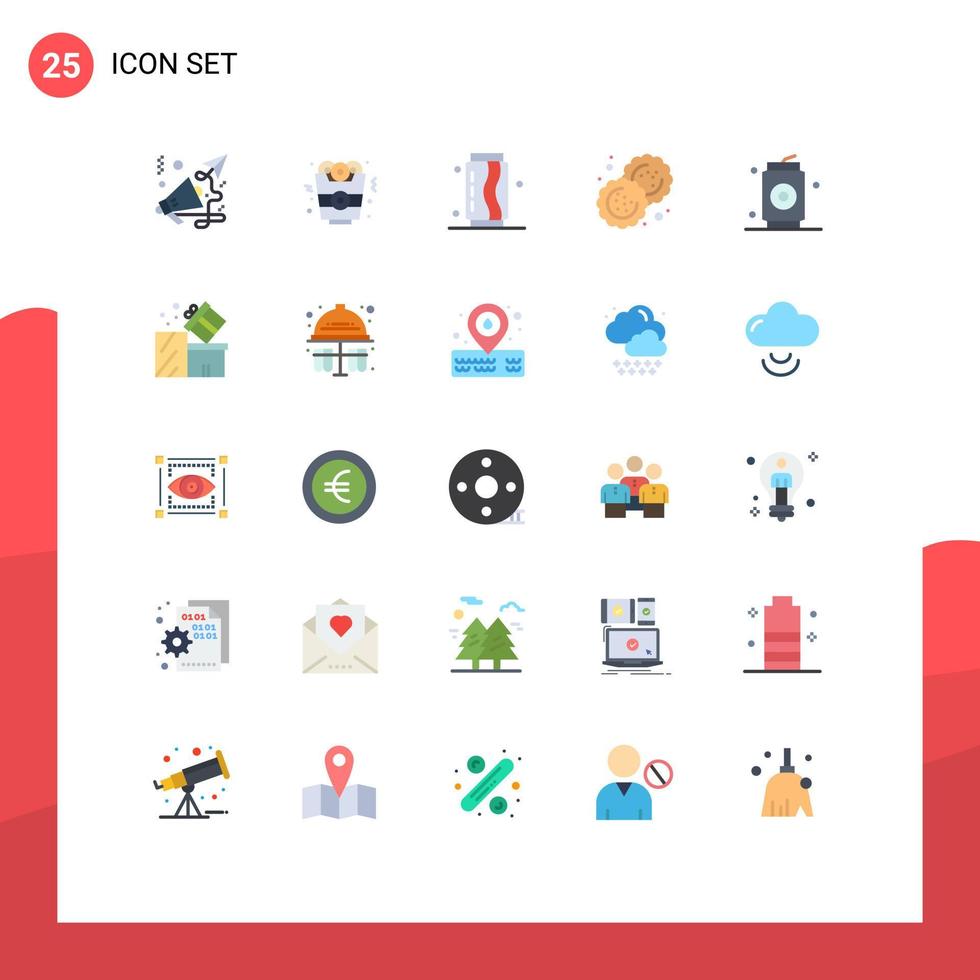 Set Of 25 Vector Flat Colors On Grid For Can Cutter Drink Cookie Baking