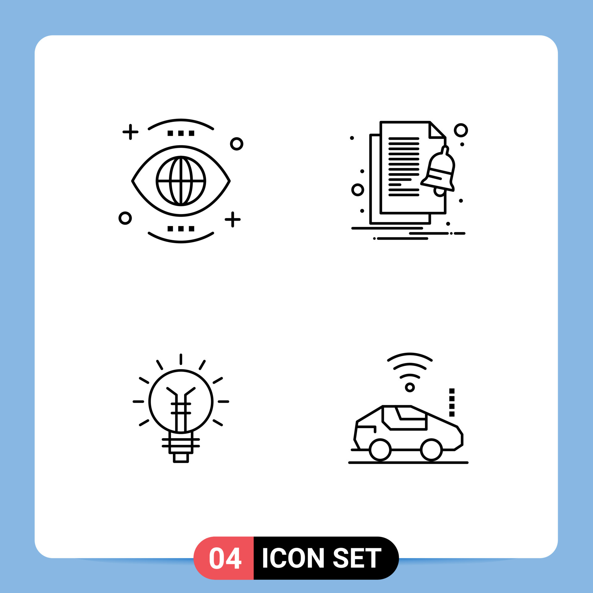 Set Of 4 Modern Ui Icons Symbols Signs For Eye Lightbulb View File