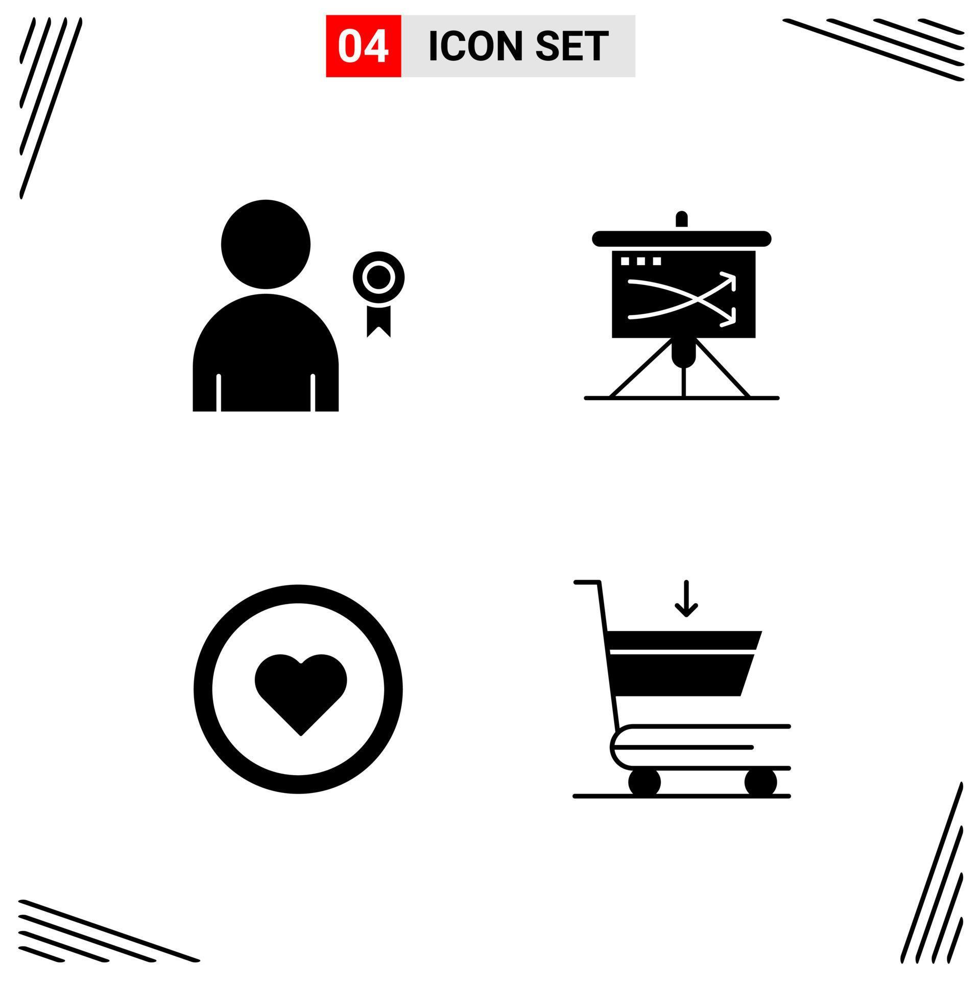 4 Icons Solid Style Grid Based Creative Glyph Symbols for Website ...