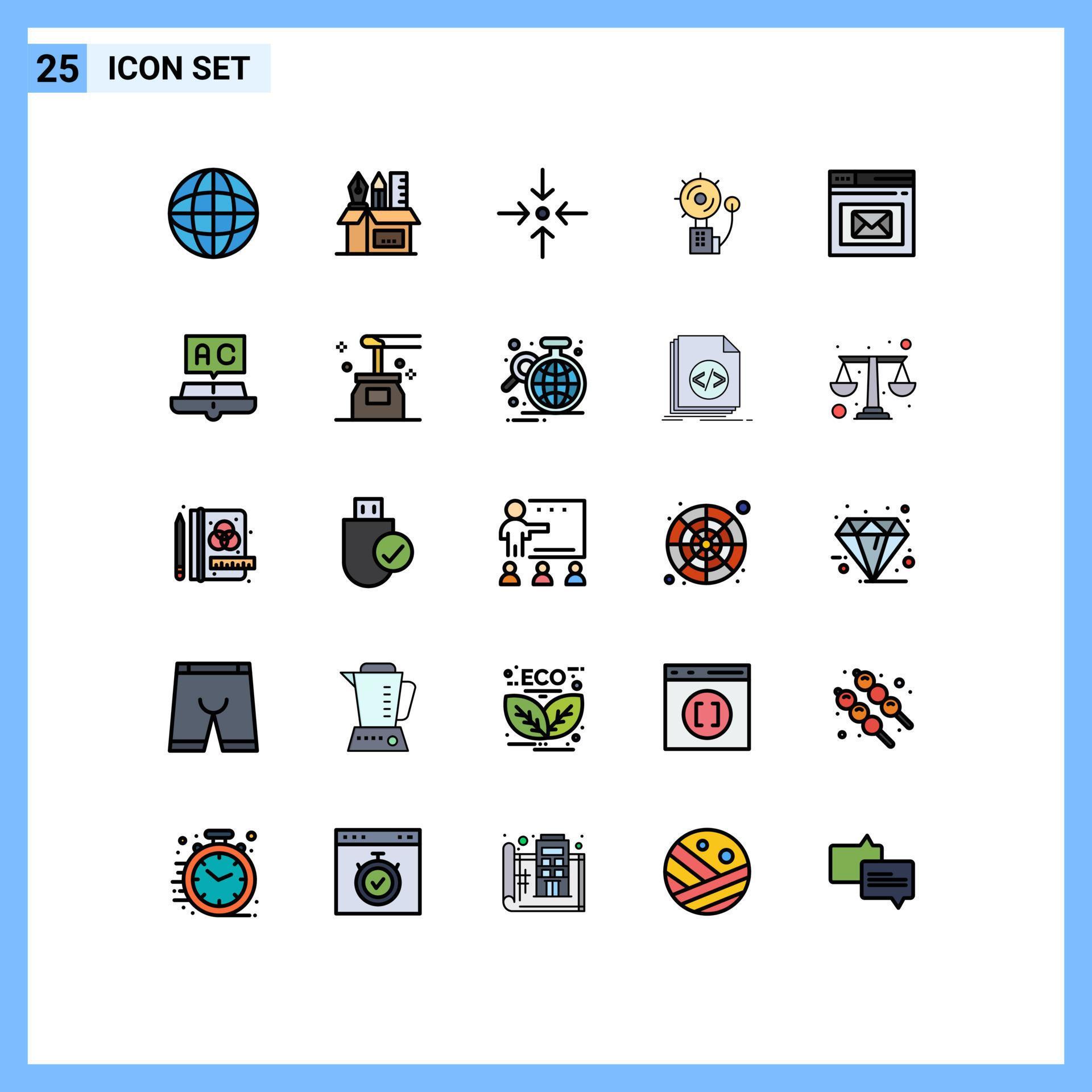 Set Of 25 Modern Ui Icons Symbols Signs For Inbox Intruder Arrow Fire Alert Editable Vector