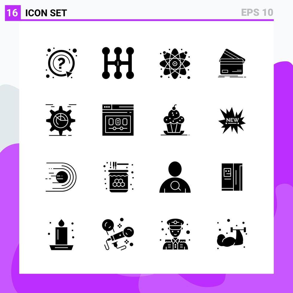 Set of 16 icons in solid style. Creative Glyph Symbols for Website ...