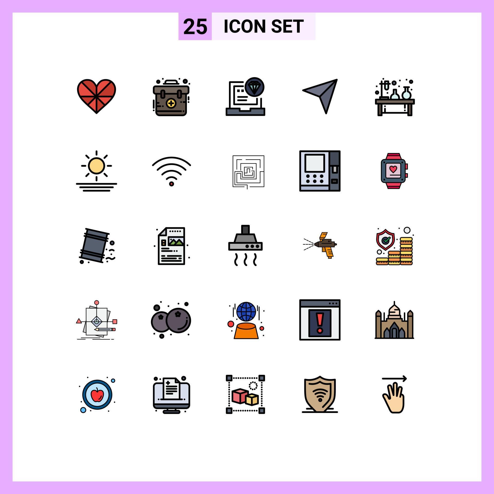 Filled Line Flat Color Pack Of 25 Universal Symbols Of Mail Pin Kit Map Coding Editable Vector