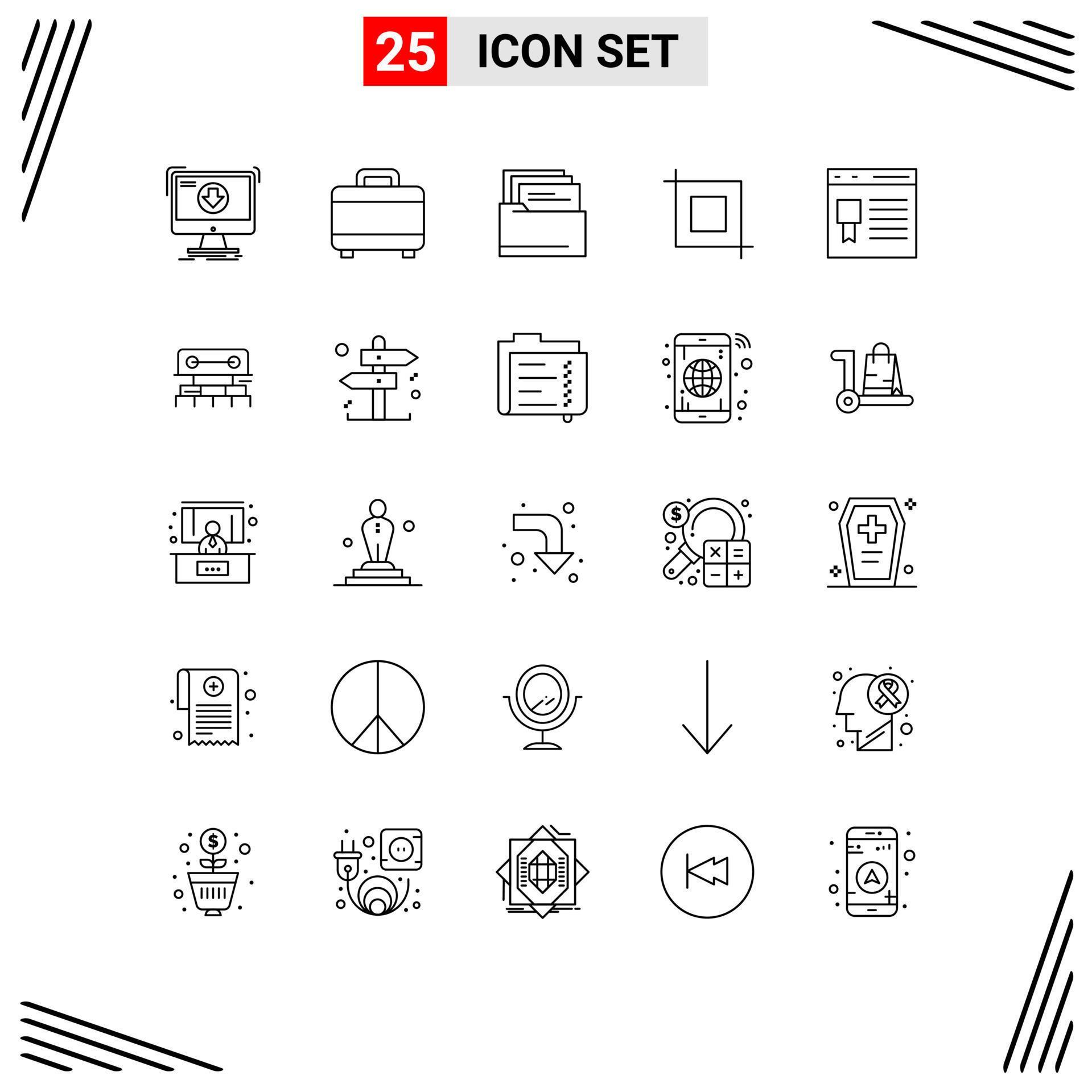 Set Of 25 Vector Lines On Grid For Page Develop Folder Browser Tool Editable Vector Design