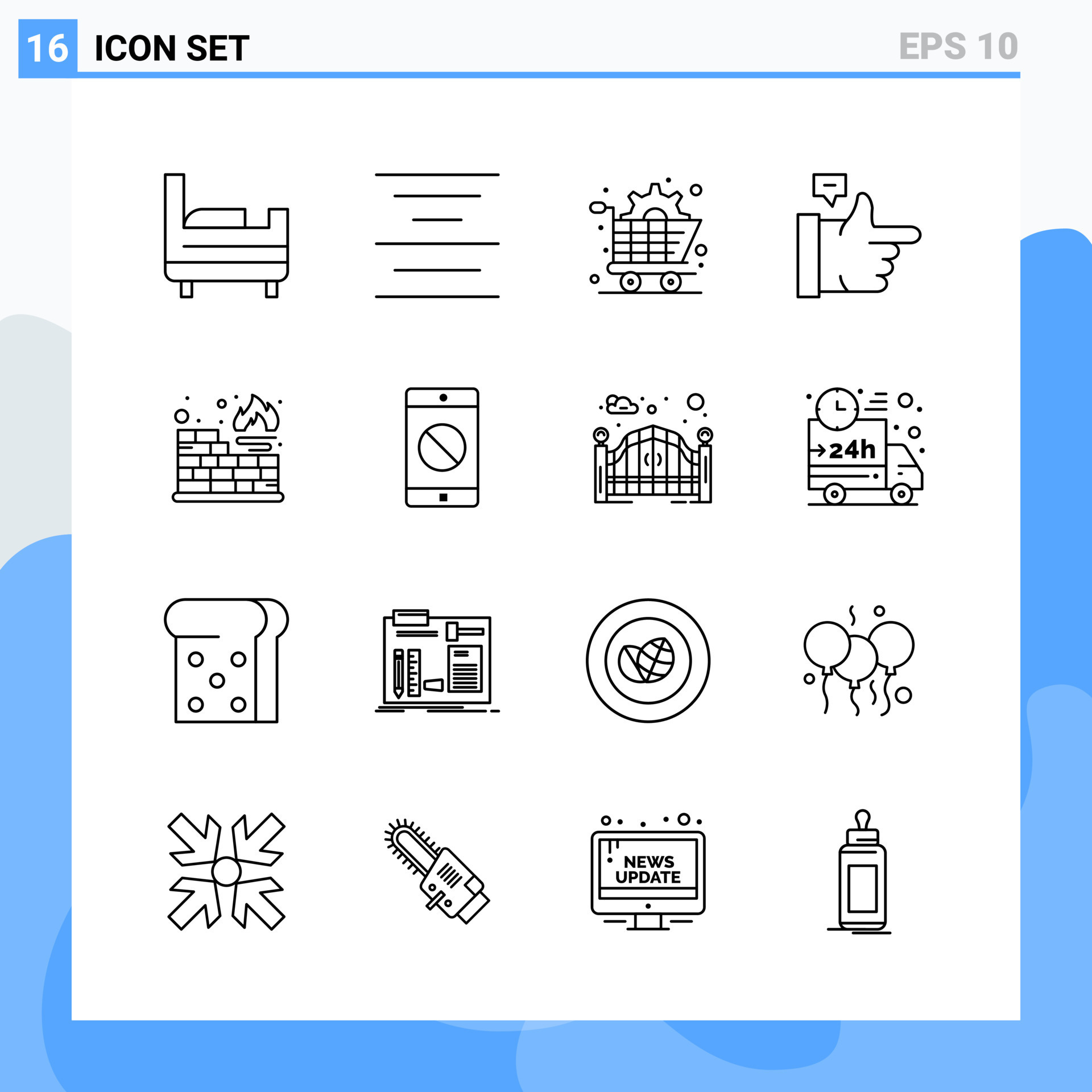 Modern 16 Line style icons. Outline Symbols for general use. Creative ...