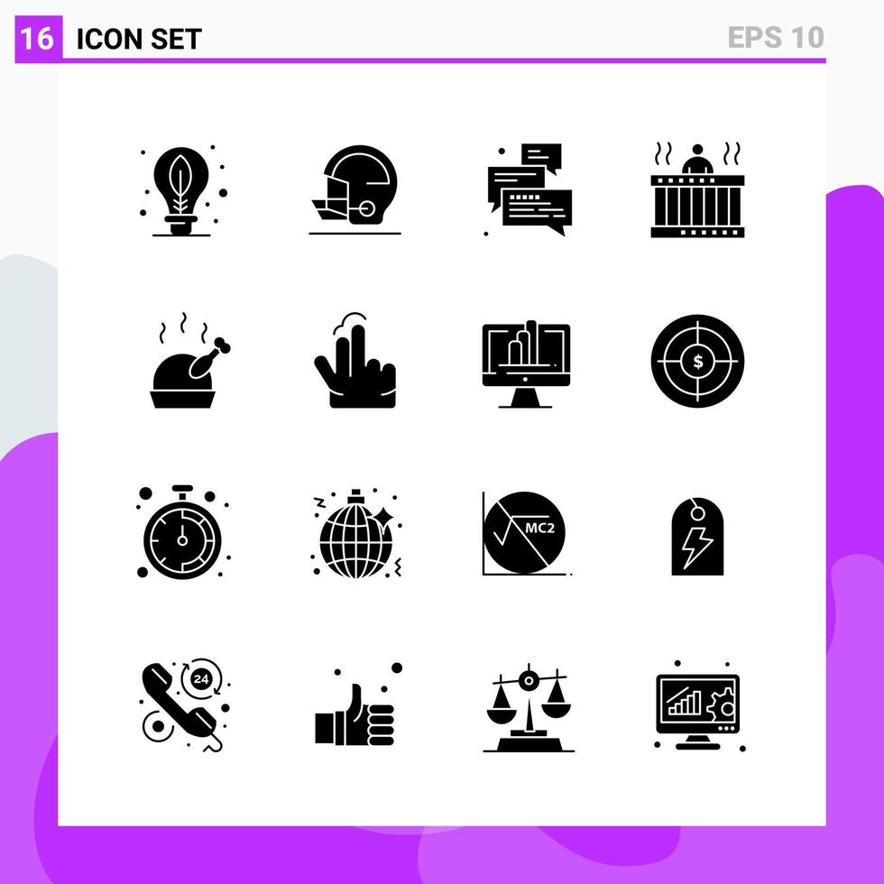 Set of 16 icons in solid style. Creative Glyph Symbols for Website ...