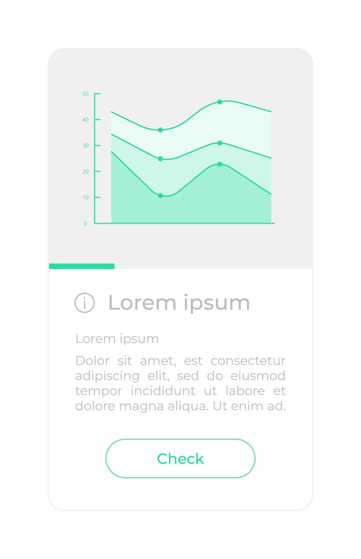 Areas chart UI element template. Editable isolated vector dashboard component. Flat user ...