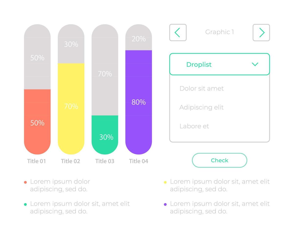 Bar Chart With Percentage Ui Element Template Editable Isolated Vector Dashboard Component