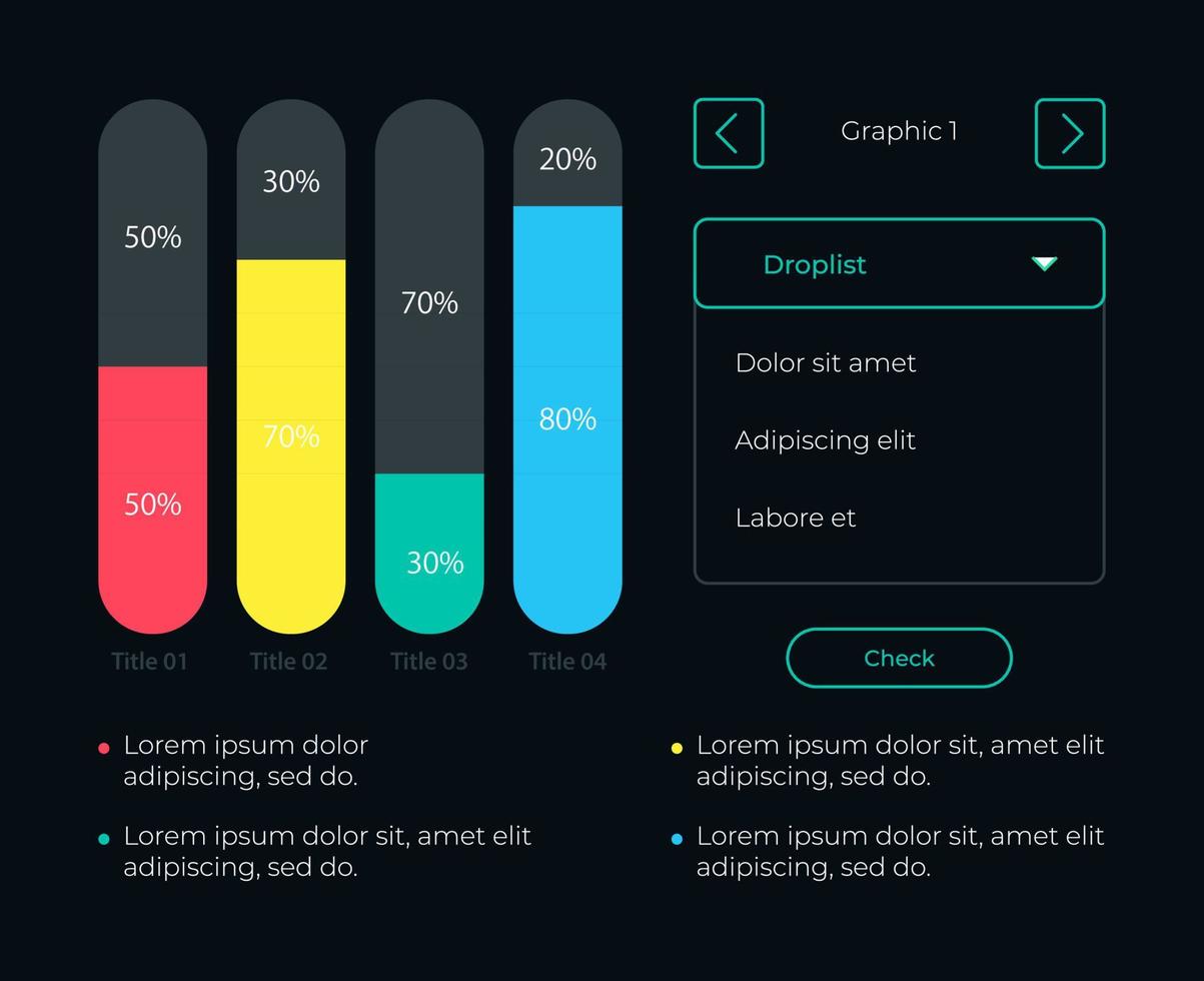 Bars And Percentage Ui Element Template Editable Isolated Vector Dashboard Component Flat User