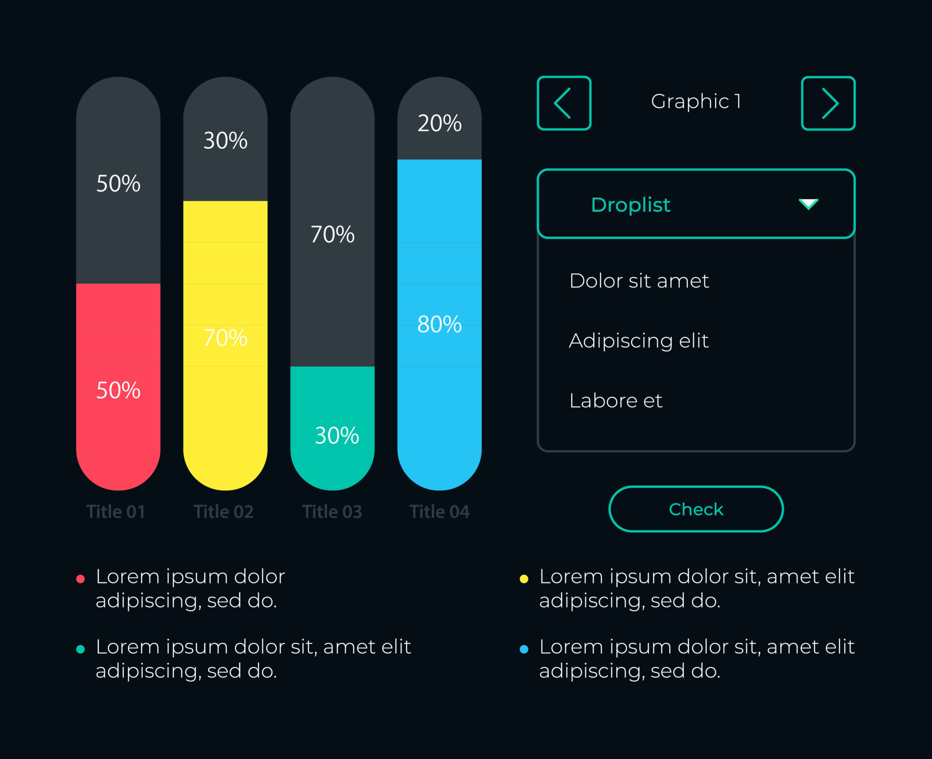 Bars And Percentage Ui Element Template Editable Isolated Vector Dashboard Component Flat User