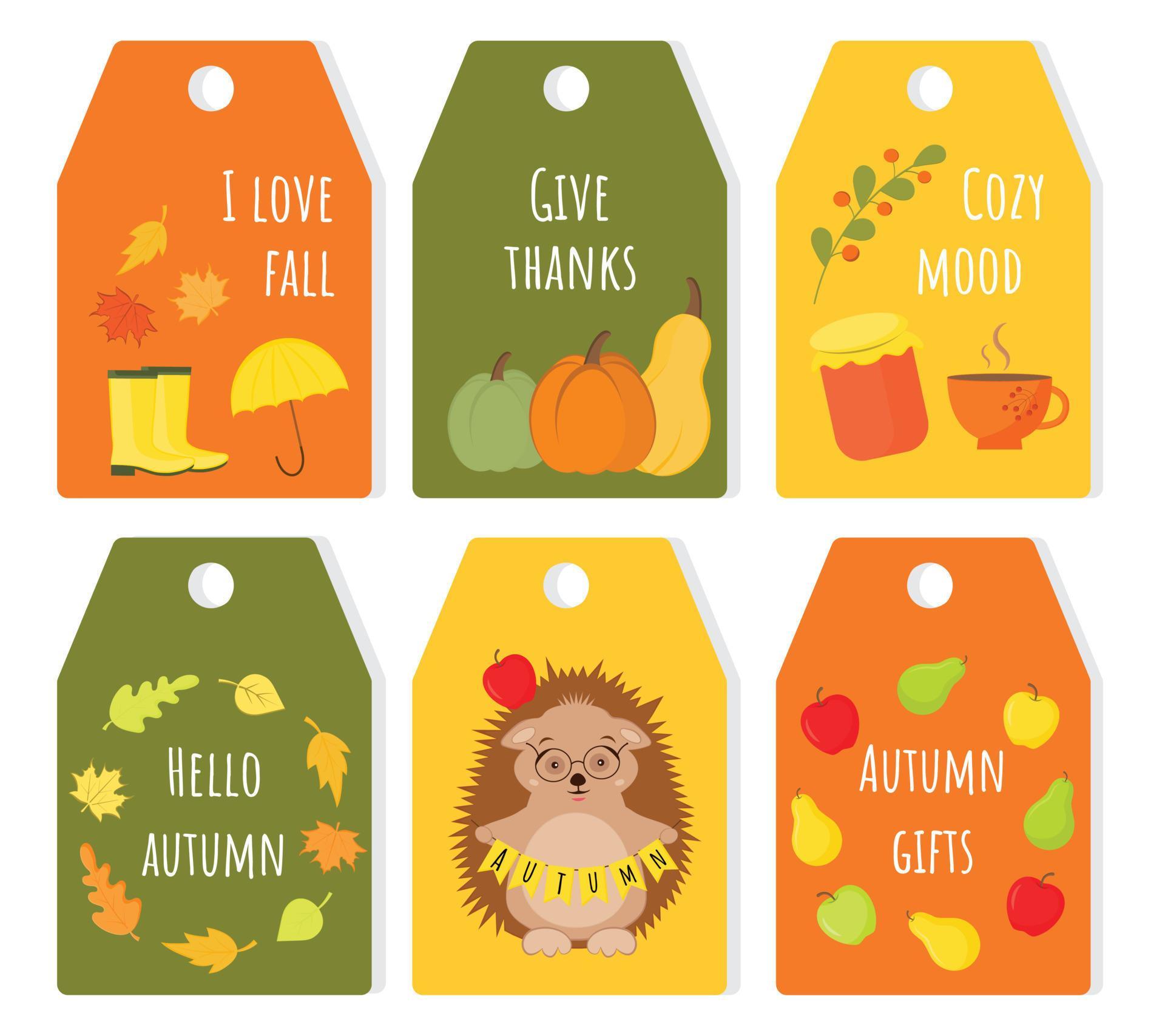 Cute vector set of autumn gift tags. Gift labels for fall season ...